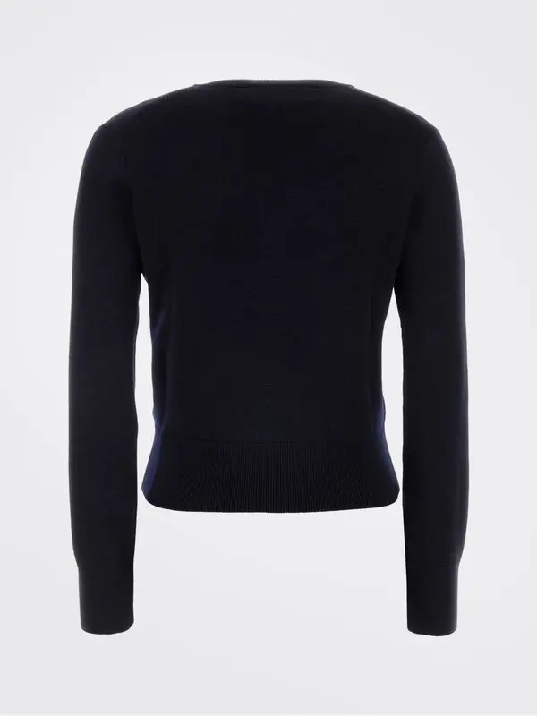 Ami V-neck Cardigan With Embroidered Logo - Blue