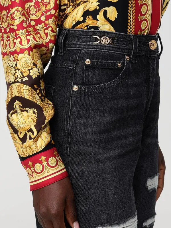 Versace Wide Leg Distressed Jeans