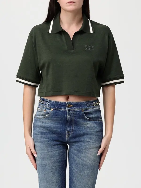 GOLDEN GOOSE Cropped Polo Shirt - Grey