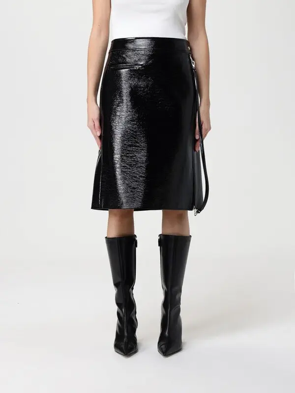 COURREGES Patent Leather Midi Skirt