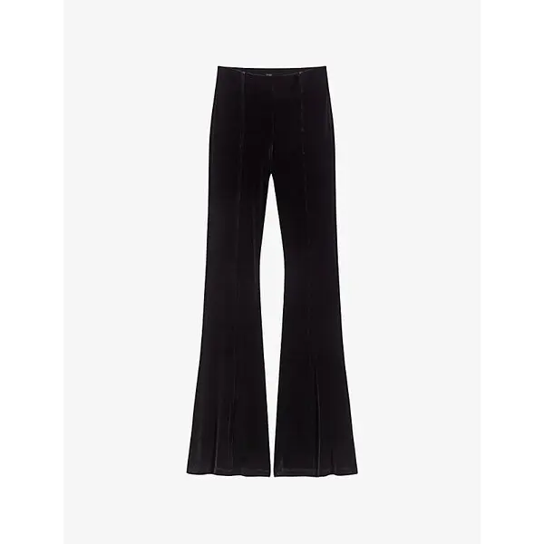 Maje Flared Stretch-velour Trousers