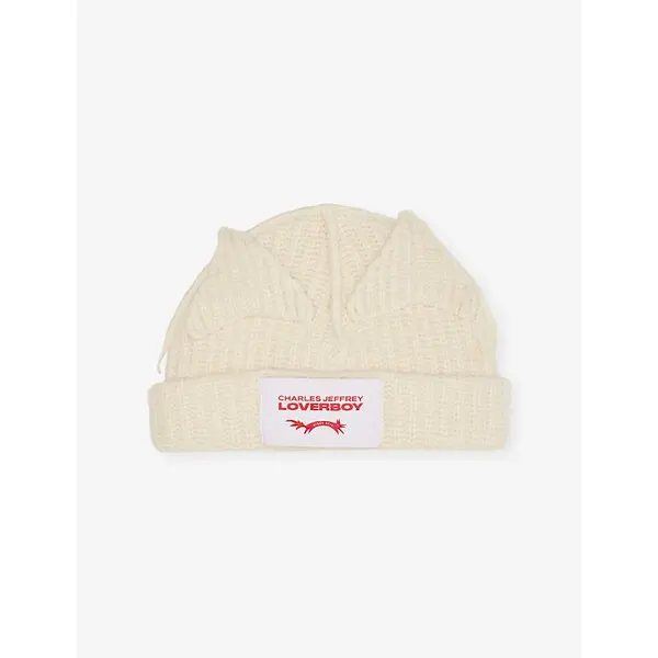 CHARLES JEFFREY LOVERBOY Chunky Logo-patch Beanie - Ecru