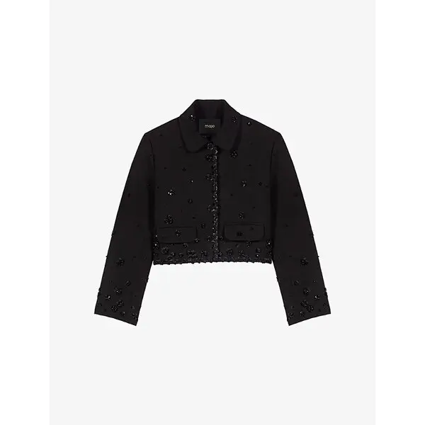 Maje Sequin-embellished Stretch-woven Jacket