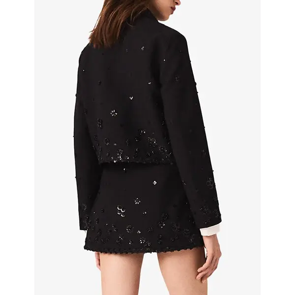 Maje Sequin-embellished Stretch-woven Jacket