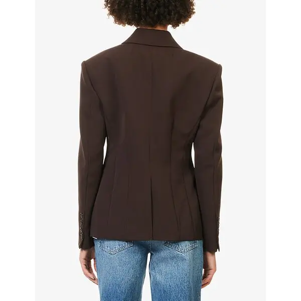 THE FRANKIE SHOP Crosby Double-breasted Woven Blazer - Brown