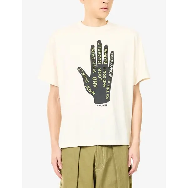 STORY MFG. Grateful Short-sleeve Cotton T-shirt - Ecru