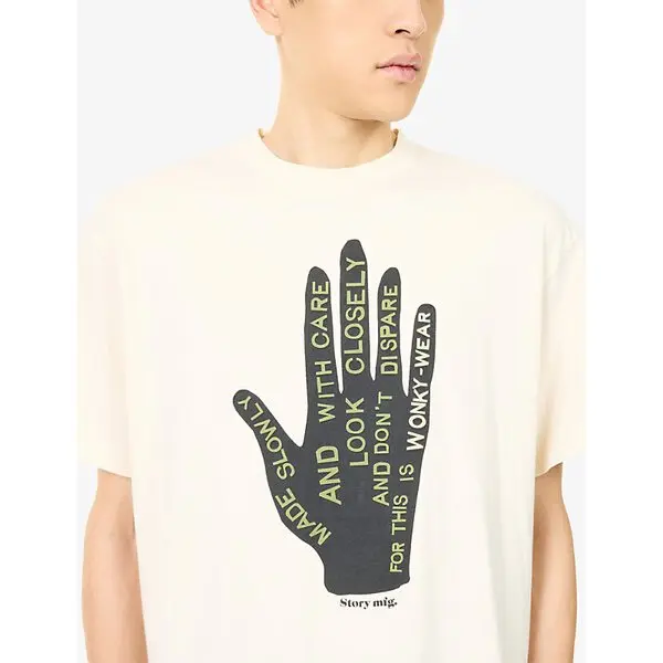 STORY MFG. Grateful Short-sleeve Cotton T-shirt - Ecru