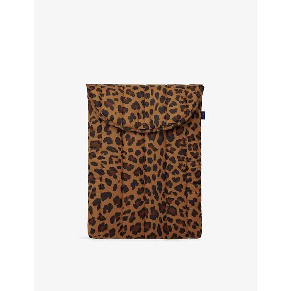 Baggu Leopard-print Puffy Woven 16' Laptop Case - One-color