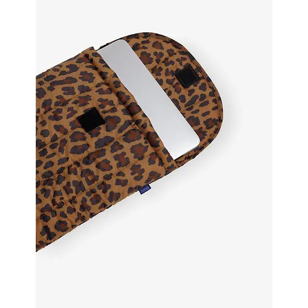 Baggu Leopard-print Puffy Woven 16' Laptop Case