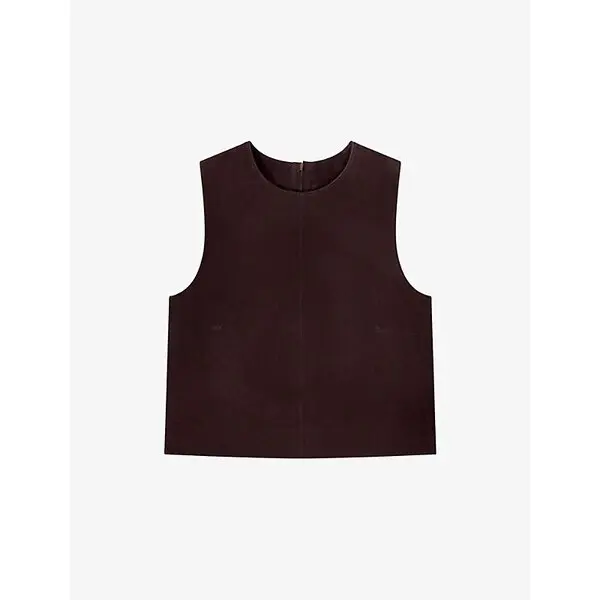 RO&ZO Sleeveless Cropped Suede Shell Top