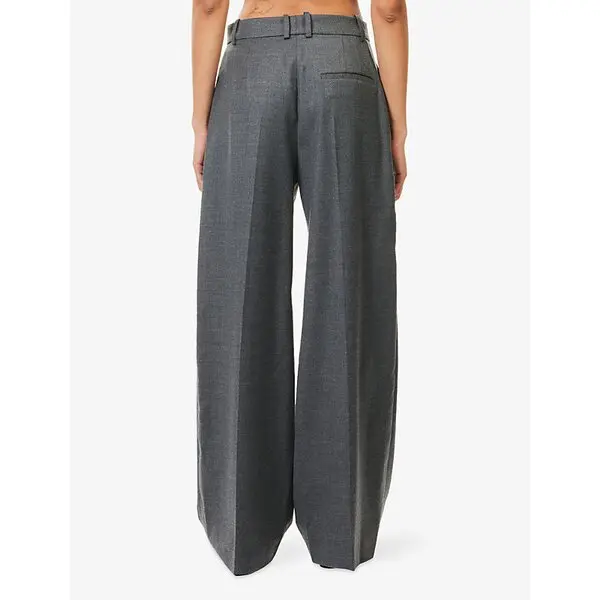 THE FRANKIE SHOP Wide-leg Wool-blend Trousers - Grey Melange
