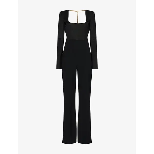 Galvan Liquid Chain Straight-leg Woven Jumpsuit - Black