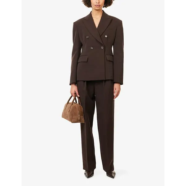 THE FRANKIE SHOP Woven Cinched Blazer - Brown