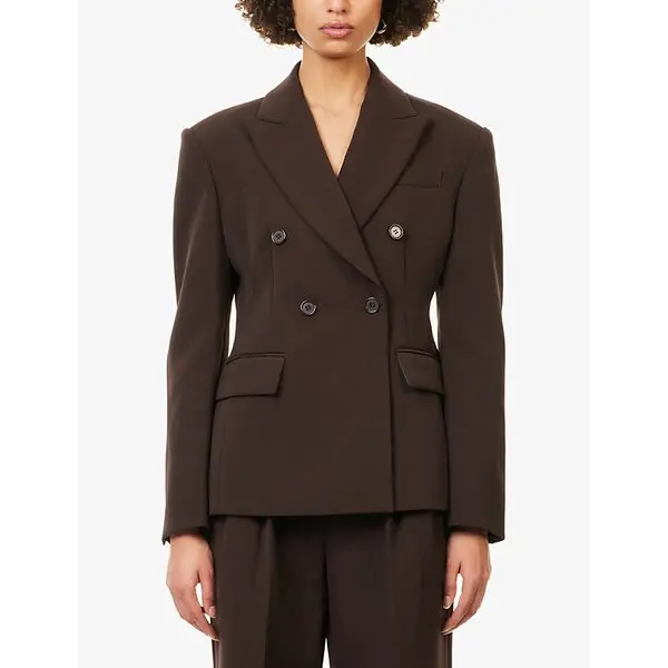 THE FRANKIE SHOP Woven Cinched Blazer - Brown