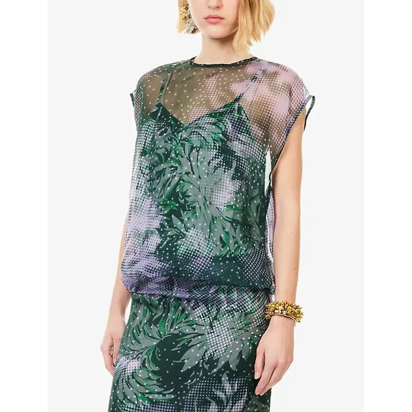 Dries Van Noten Capo Tris Sleeveless Silk Shirt