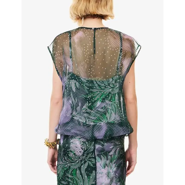 Dries Van Noten Capo Tris Sleeveless Silk Shirt