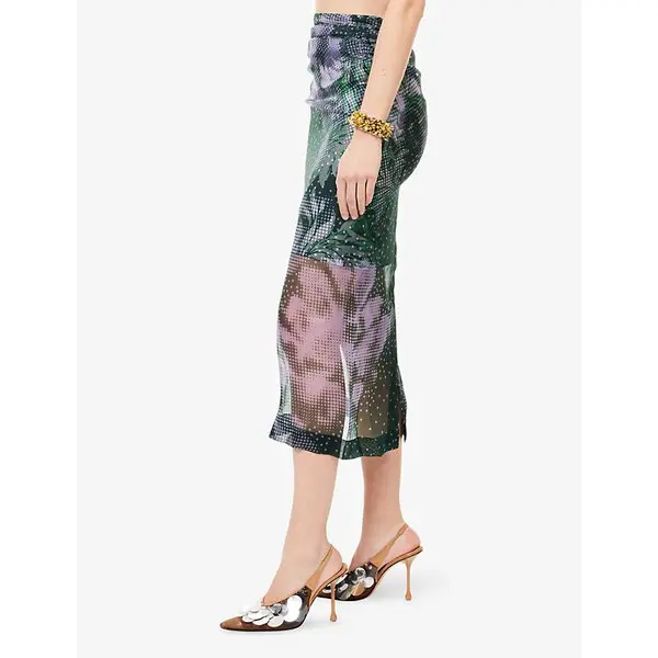 Dries Van Noten Silk-blend Midi Skirt