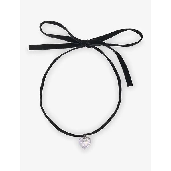 Maje Heart-pendant Velvet Choker Necklace - Black