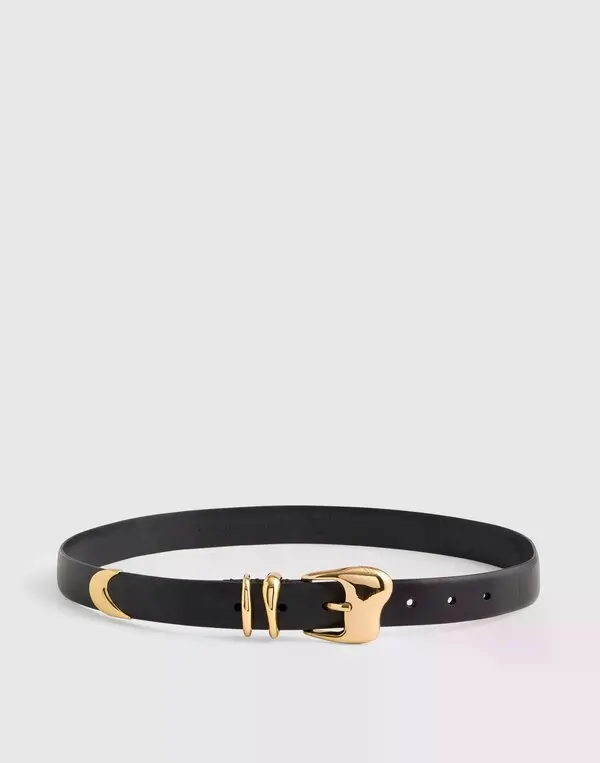 Madewell Sculpted Wavy-buckle Leather Belt - True Black