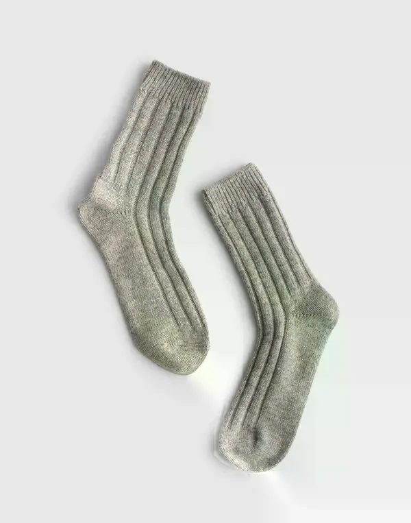 Madewell Ribbed Crew Socks - Hthr Light Grey