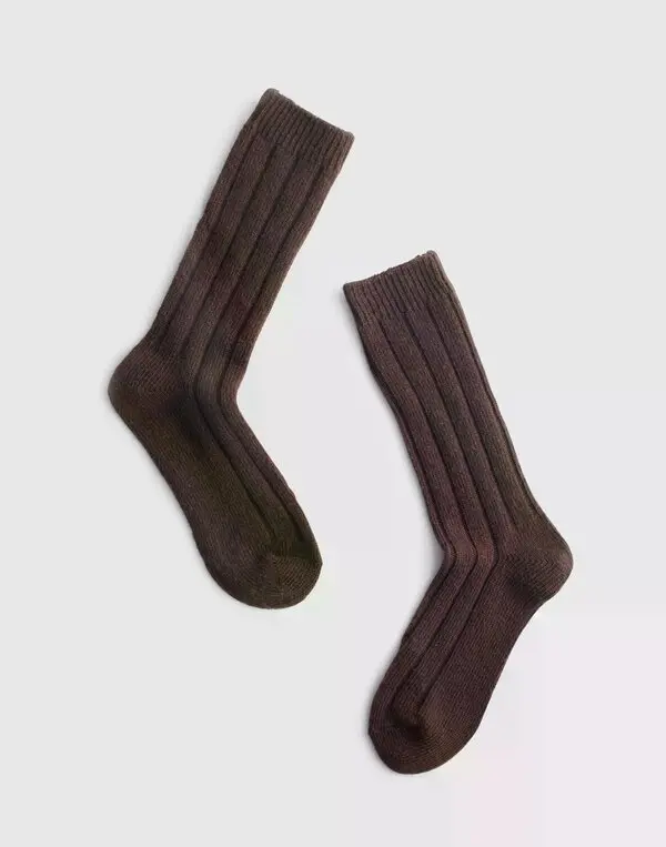 Madewell Ribbed Crew Socks - Molasses