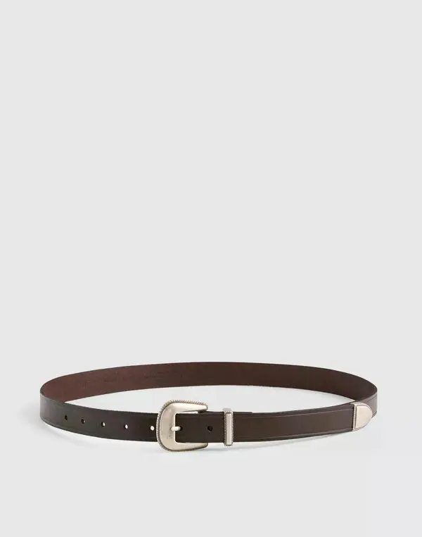 Madewell Engraved Leather Belt - Dark Coffee