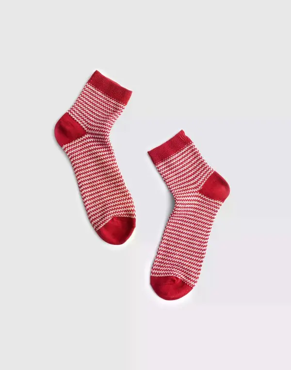 Madewell Textured-knit Ankle Socks - Ruby
