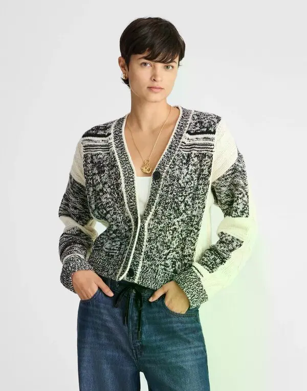 Madewell Marled Patchwork Cardigan