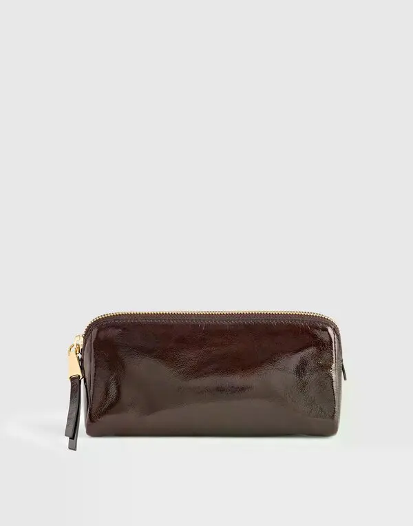Madewell Patent Leather Makeup Pouch - Espresso Bean
