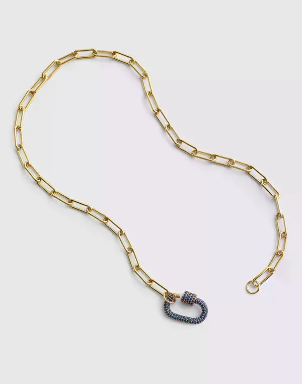 Madewell Pavé Carabiner Paperclip Chain Necklace - Sapphire