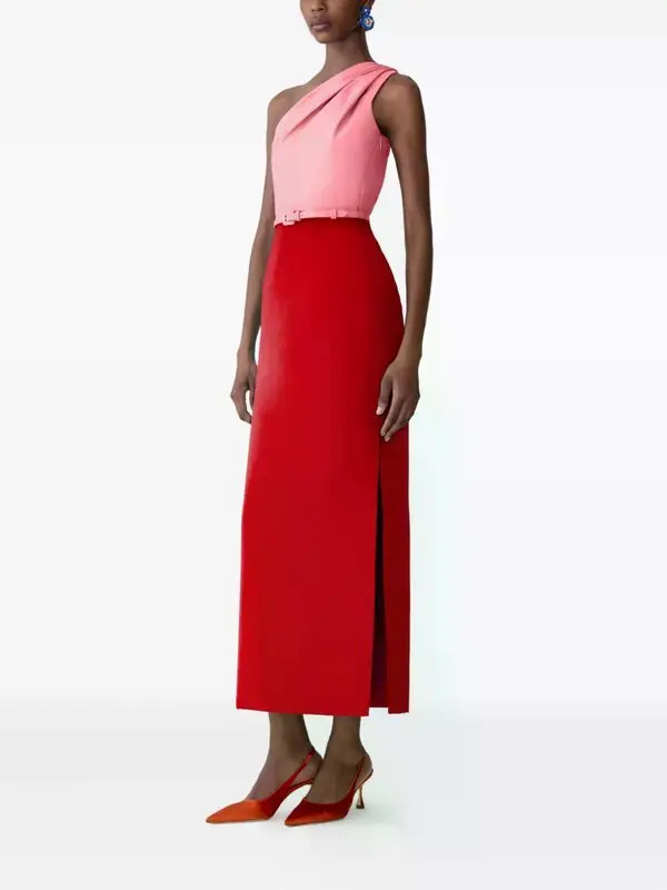 strapless open back dress Kimberly Color-block Dress (Red/Splash Print) main image 0