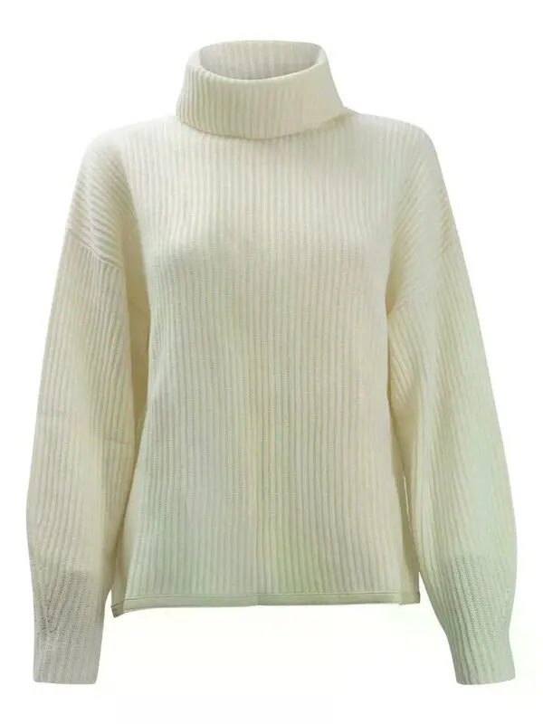 Max & Moi Roll-neck Ribbed Knit Sweater - Neutrals