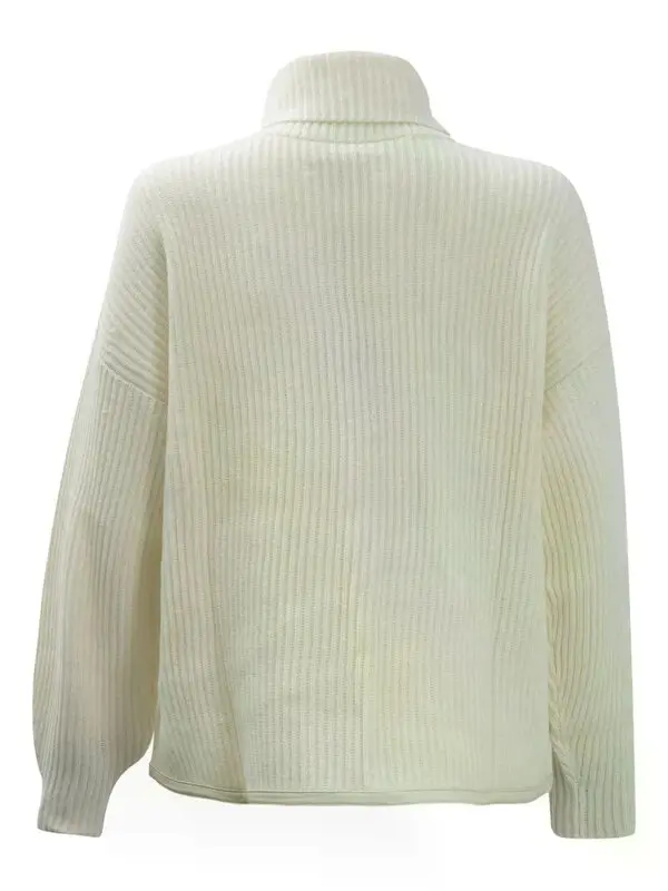 Max & Moi Roll-neck Ribbed Knit Sweater - Neutrals