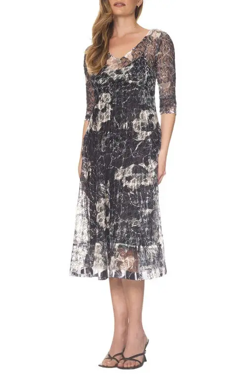 Komarov Lace Overlay Cocktail Dress