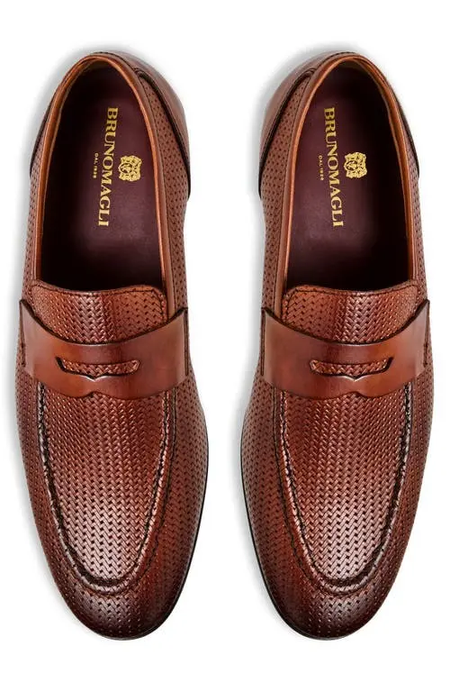 Bruno Magli Lastra Penny Loafer - Cognac Woven