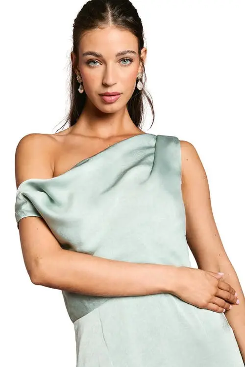 OASIS One Shoulder Draped Midi Dress