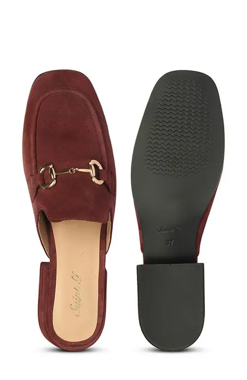 SAINT G Savannah Suede Mule With Bit Hardware - Burgundy