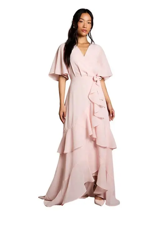 Coast Angel Sleeve Bridesmaid Maxi Dress - Blush