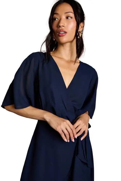 Coast Angel Sleeve Bridesmaid Maxi Dress - Navy