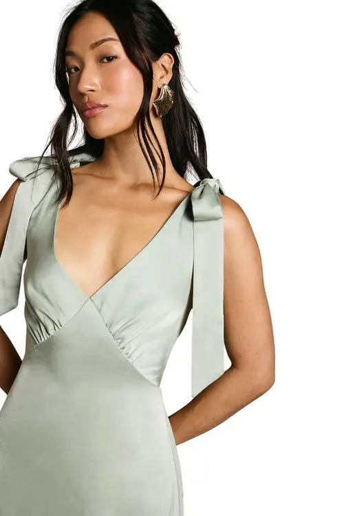 Coast Petite Satin A-line Maxi Dress - Sage