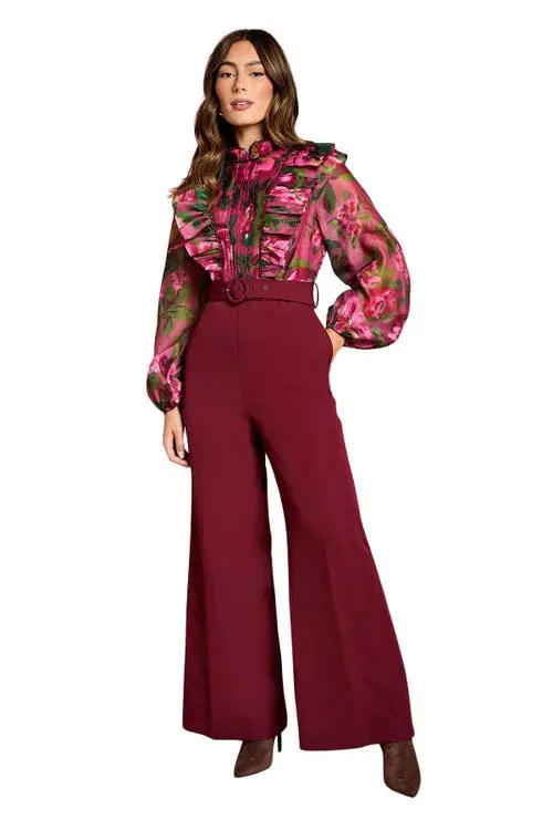 Coast Organza Floral Print Jumpsuit - Plum