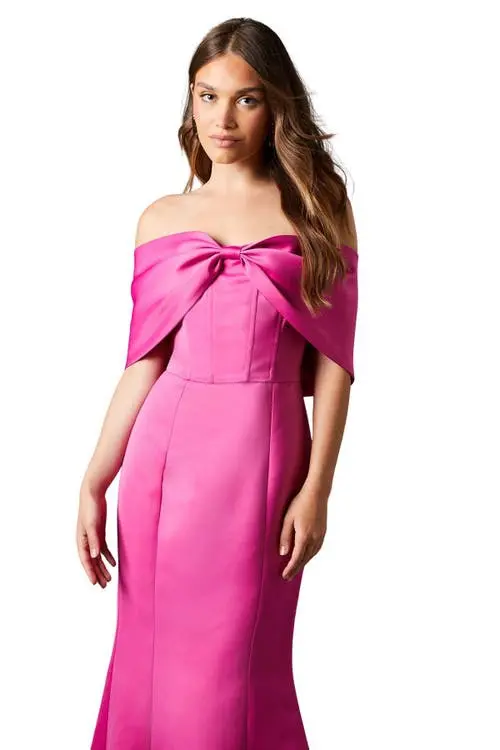 Coast Fishtail Maxi Off-the-shoulder Occasion Dress - Pink