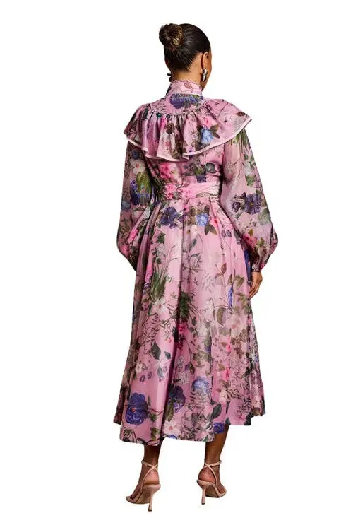 Coast Petite Organza Trim Printed Midi Dress