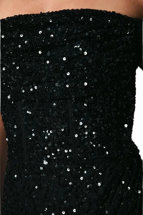 Coast Sequin Bardot Maxi Dress - Black
