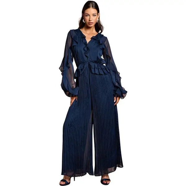 Coast Soft Chiffon Frill Jumpsuit - Navy