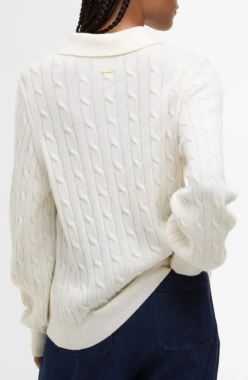Barbour Cable Stitch Polo Sweater - Cloud
