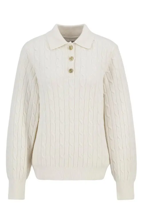 Barbour Cable Stitch Polo Sweater - Cloud