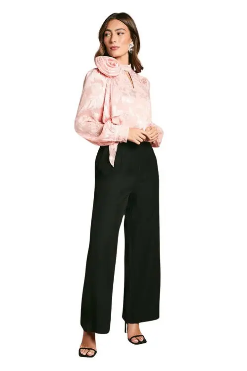 Coast Satin Jacquard Corsage 2 In 1 Jumpsuit - Blush
