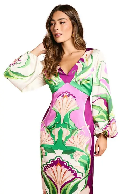 Coast Long Sleeve Placement Print Midi Dress