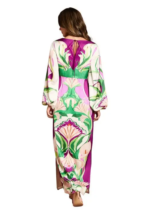 Coast Long Sleeve Placement Print Midi Dress